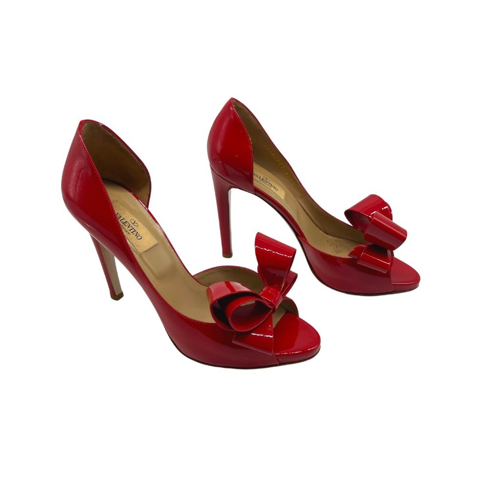 Valentino Red Patent Bow Heels - Gem